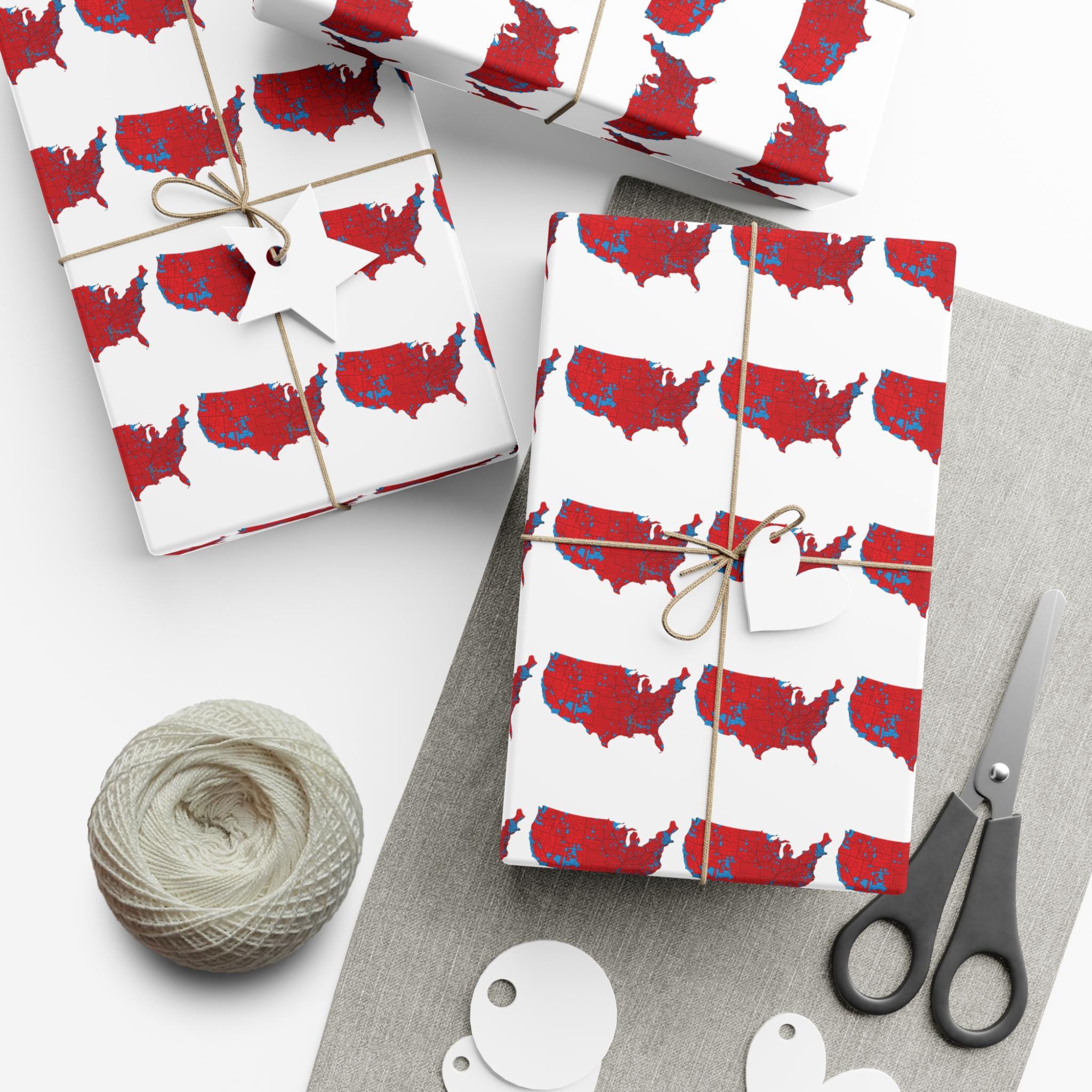 Wrapping Paper, Red America Map Design, Support Trump 2024, Election ...