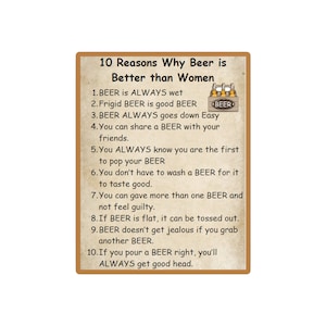 10 Reasons Why Beer is Better Than Women - Etsy