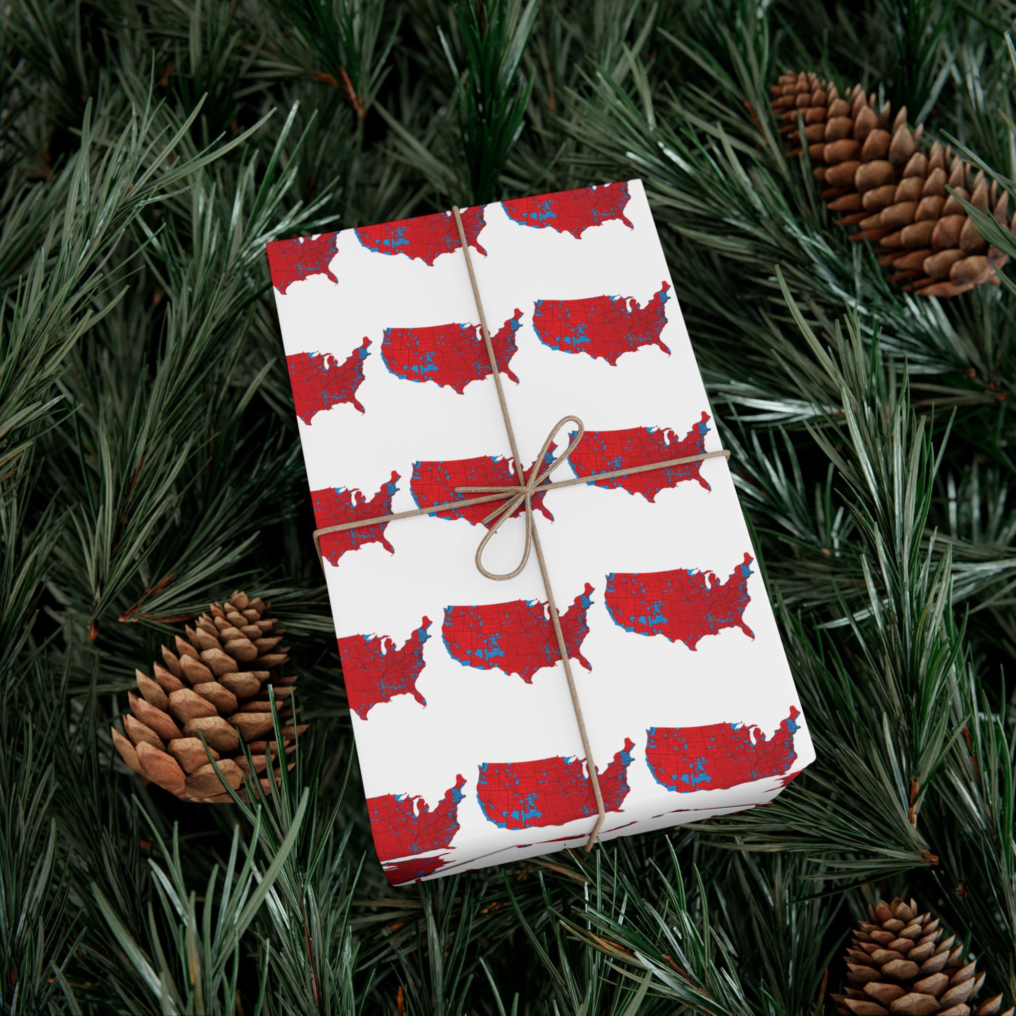 Wrapping Paper, Red America Map Design, Support Trump 2024, Election ...