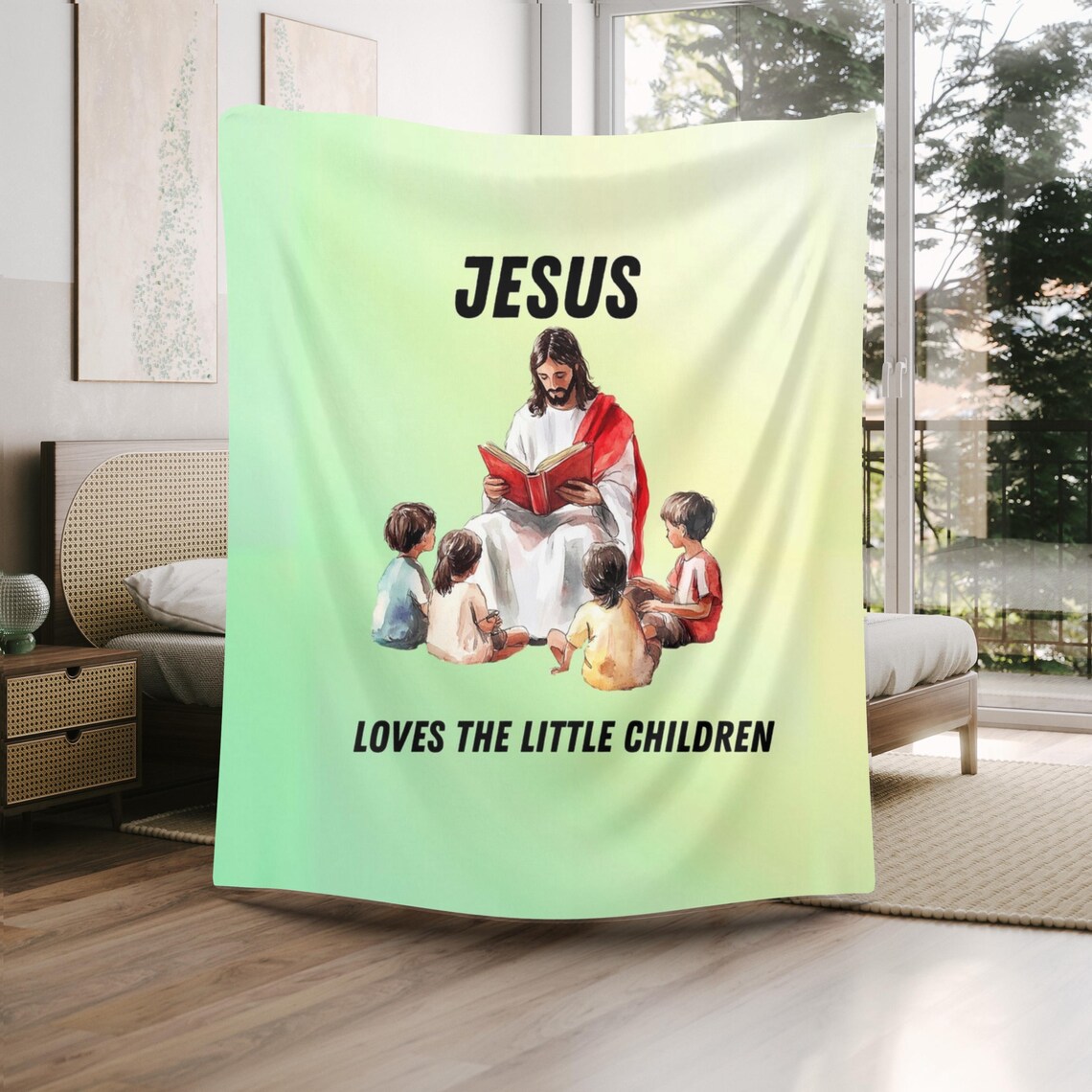 Christian Kids Blanket Jesus Loves the Little Children Gift Faith ...