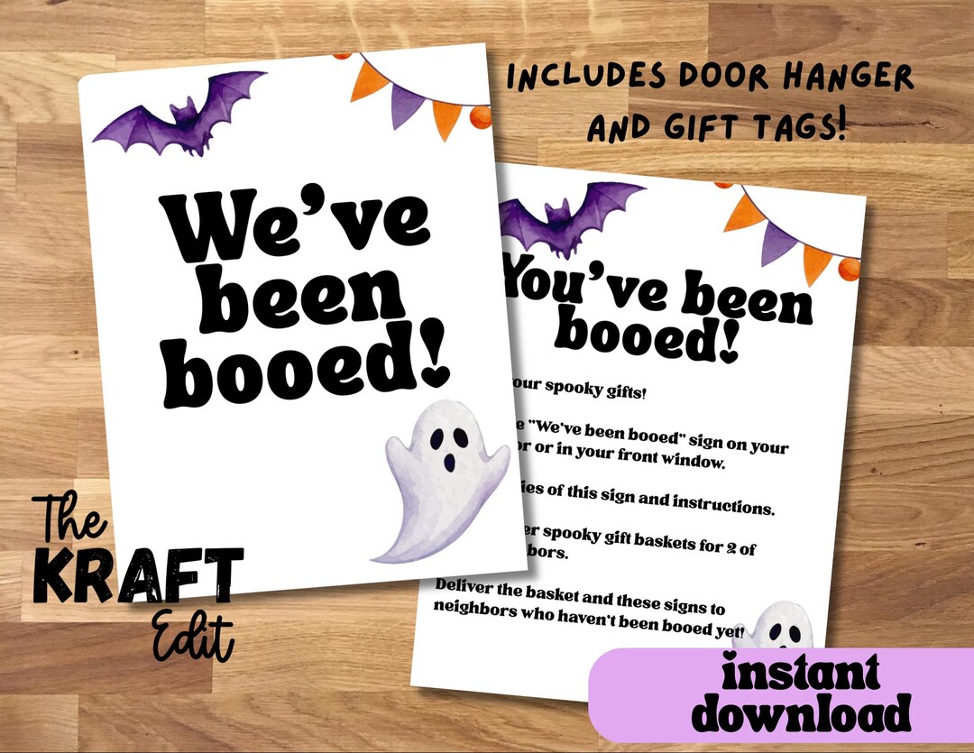 Watercolor You’ve Been Booed Printable Game, Halloween Neighborhood ...