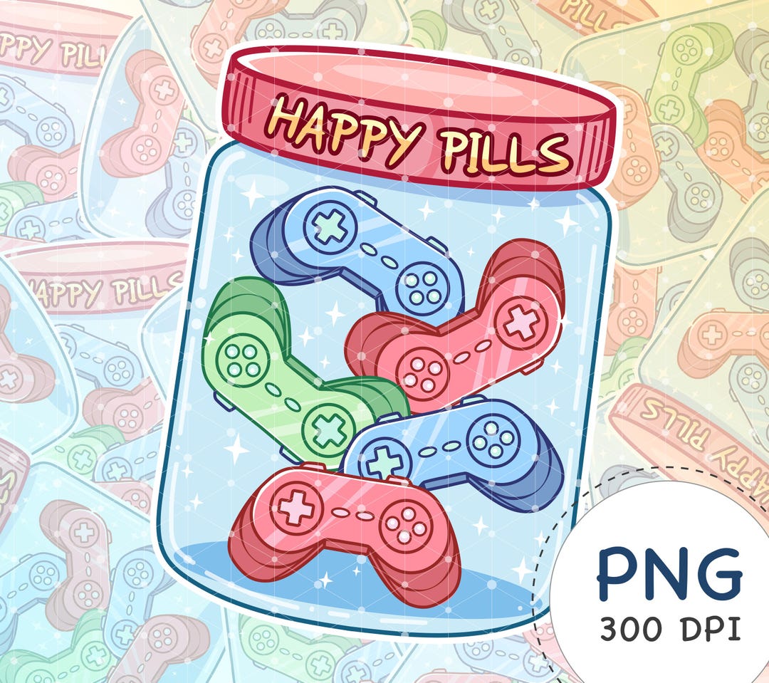 Gamer Happy Pills Printable Digital Download, Serotonin Booster Png ...