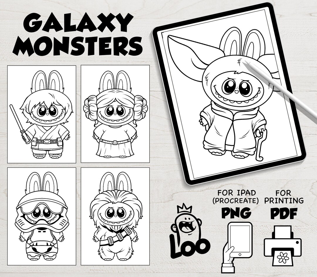 Labubu Coloring Book for Procreate, Bold and Easy Coloring Pages Adults ...