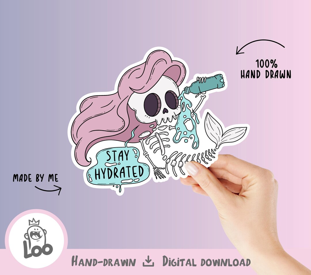Stay Hydrated PNG, Skeleton Girl PNG, Cute Girlie Skeleton Clipart ...