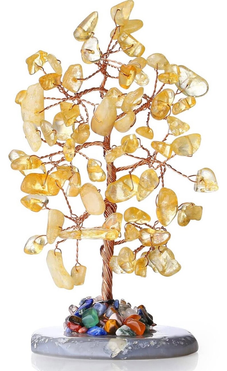 Citrine Crystal Tree With Natural Agate Base and Polished Chakra ...