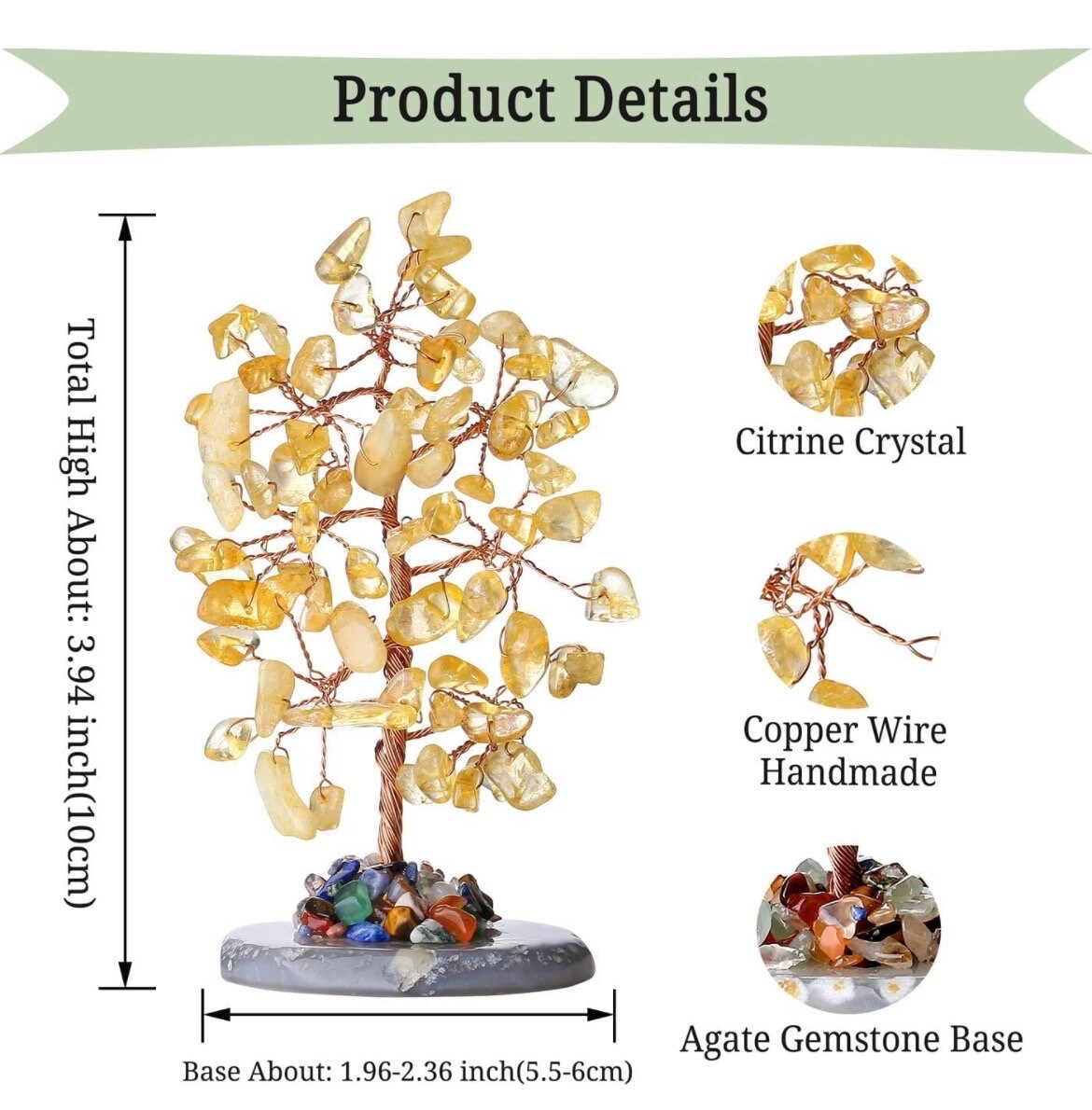 Citrine Crystal Tree With Natural Agate Base and Polished Chakra ...