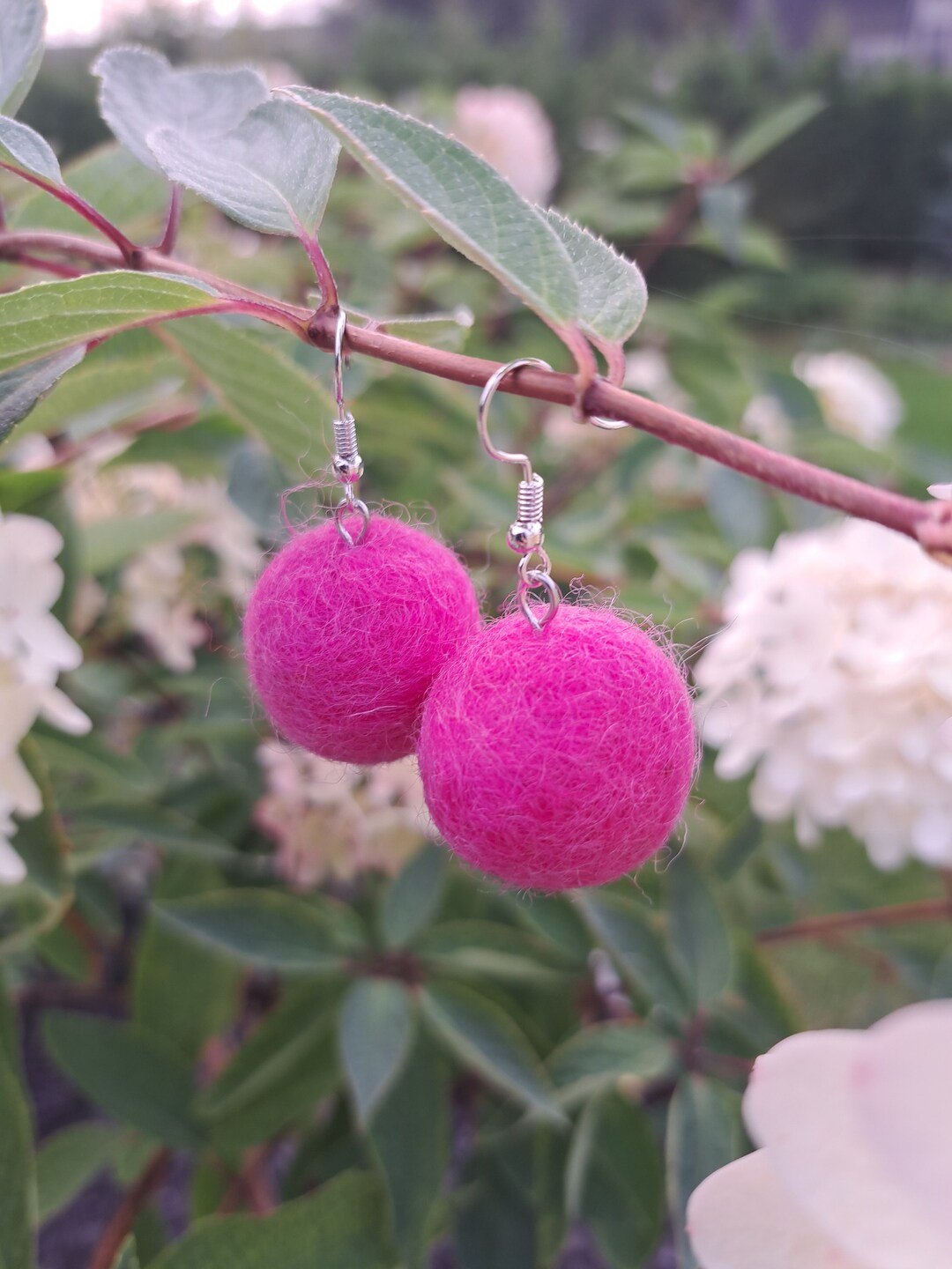 Felted Earrings, Wool Ball Earrings, Handmade Unique Felted Earrings ...