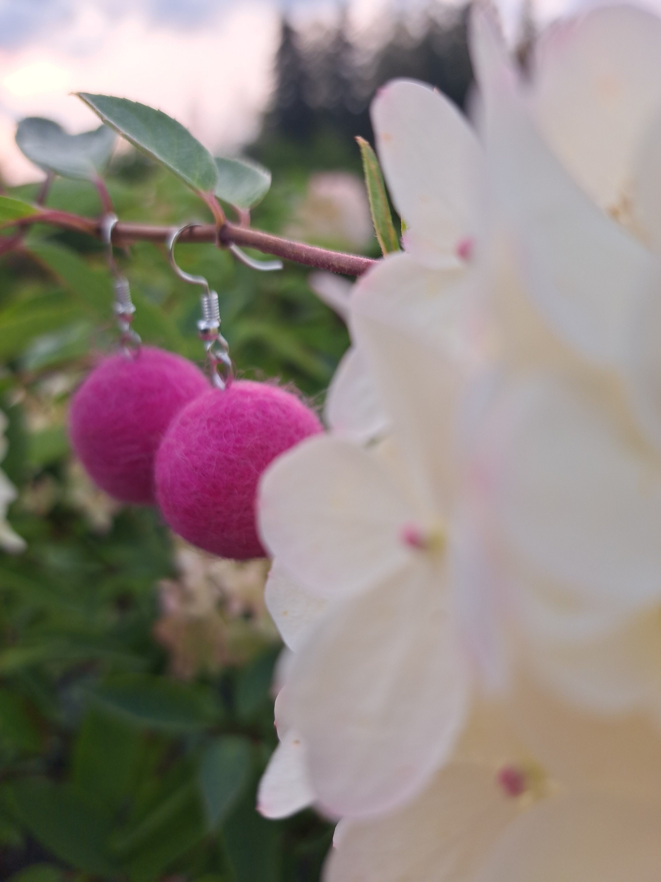 Felted Earrings, Wool Ball Earrings, Handmade Unique Felted Earrings ...
