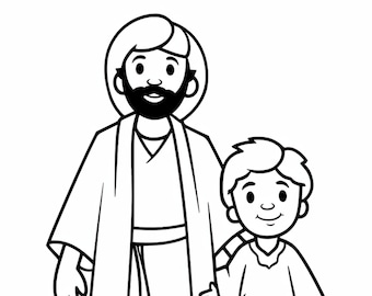 jesus little children coloring page