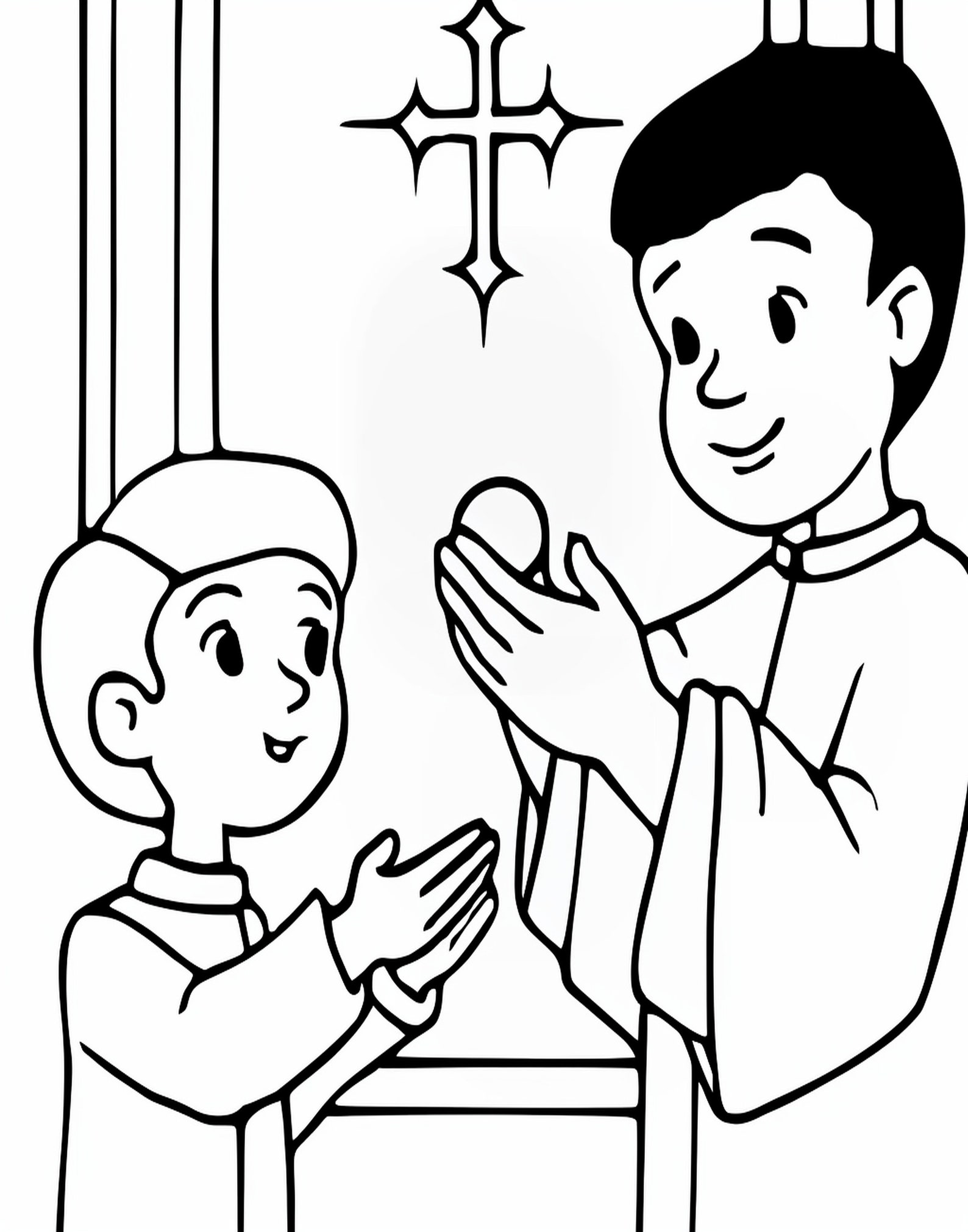 First Communion Coloring Page- Simple Young Child Catholic Coloring ...