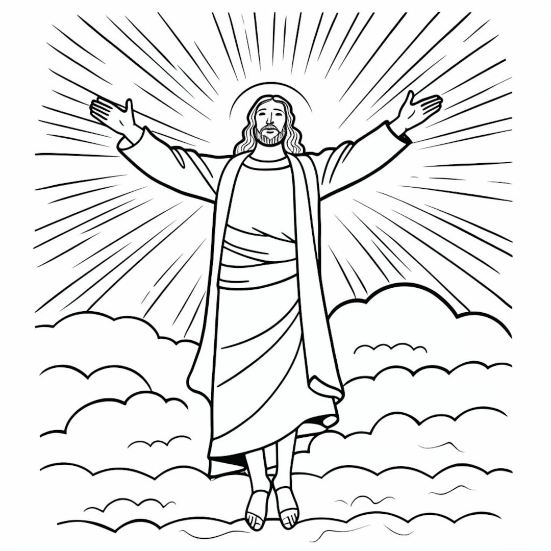 Ascension Day Digital Coloring Page for Kids - Jesus Coloring Page ...