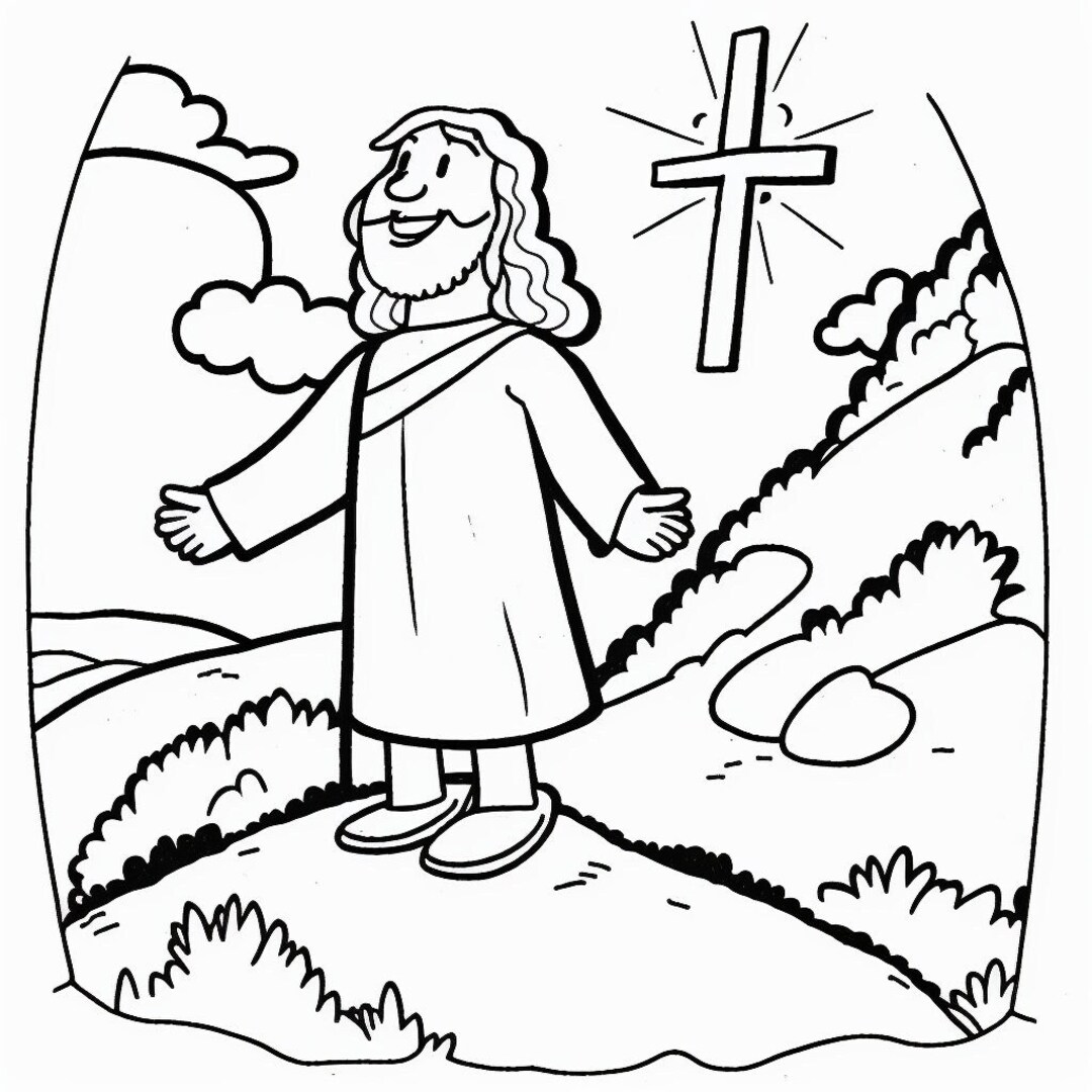Kids Jesus Coloring Page - Child Easter Coloring Page - Toddler ...