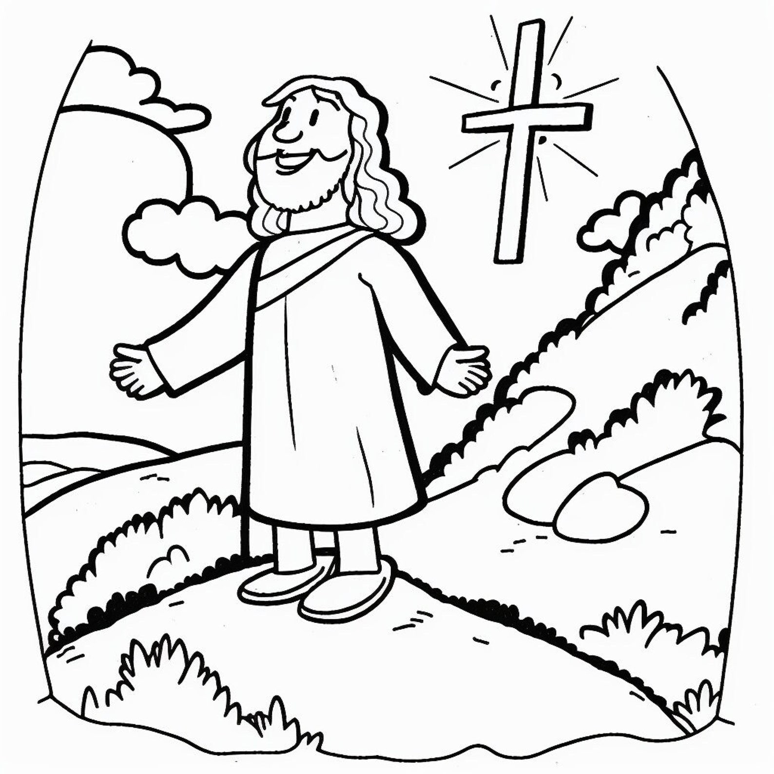 Kids Jesus Coloring Page - Child Easter Coloring Page - Toddler ...
