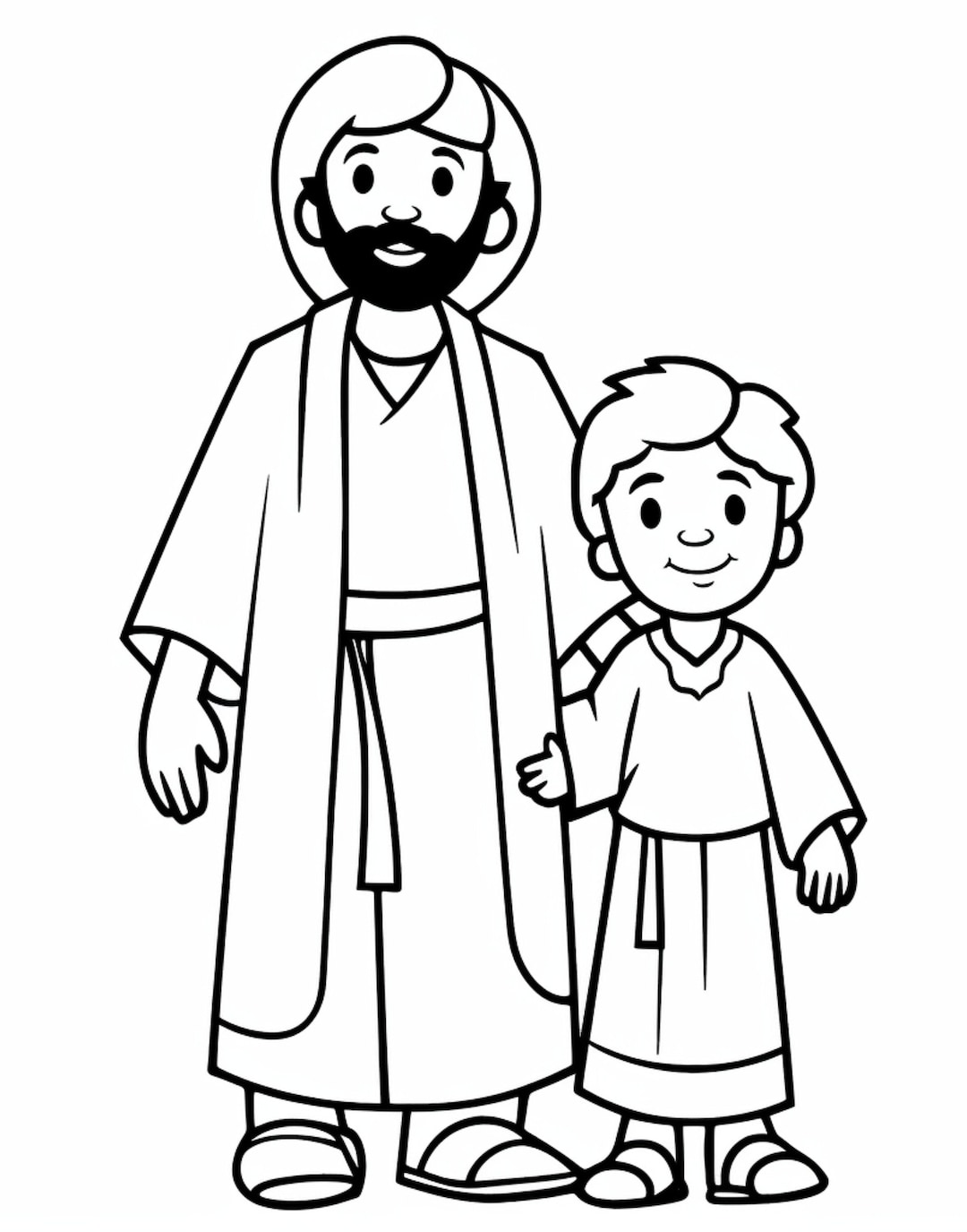 Kids Jesus Coloring Page - Child and Jesus Coloring Page - Religious ...