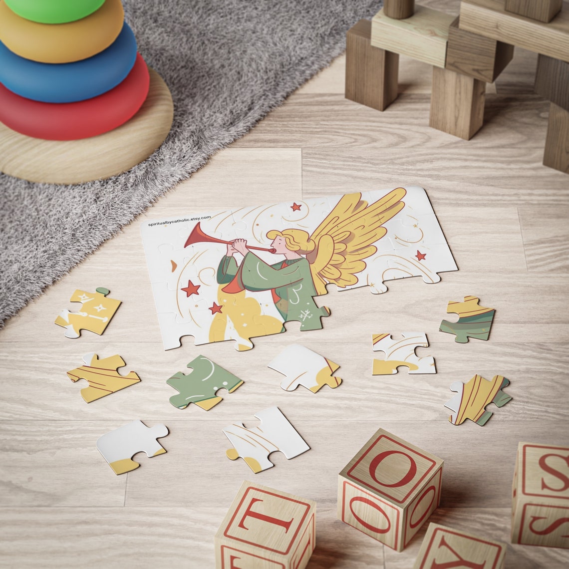 Angel Trumpet Puzzle Angel Announcing Birth of Jesus - Etsy