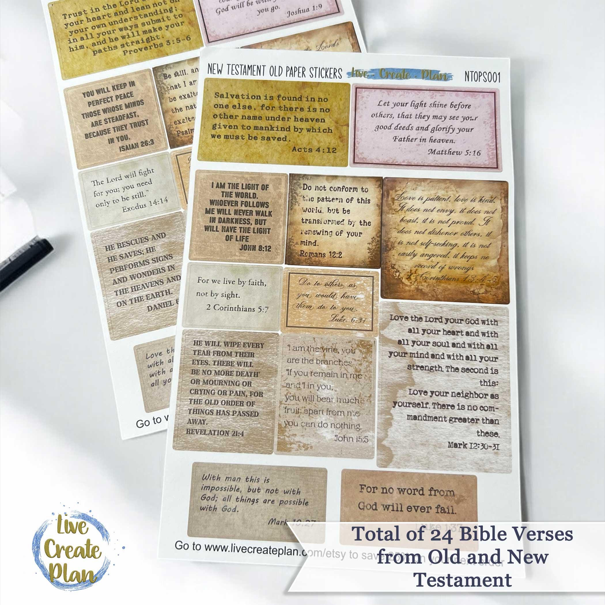 Vintage Paper Scripture Stickers, Bible Journaling, Christian Planner ...