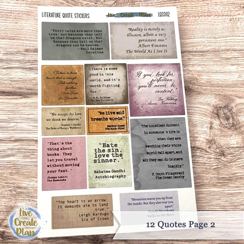 Printed Vintage Paper Book Quote Stickers, Junk Journal, Quotes From ...