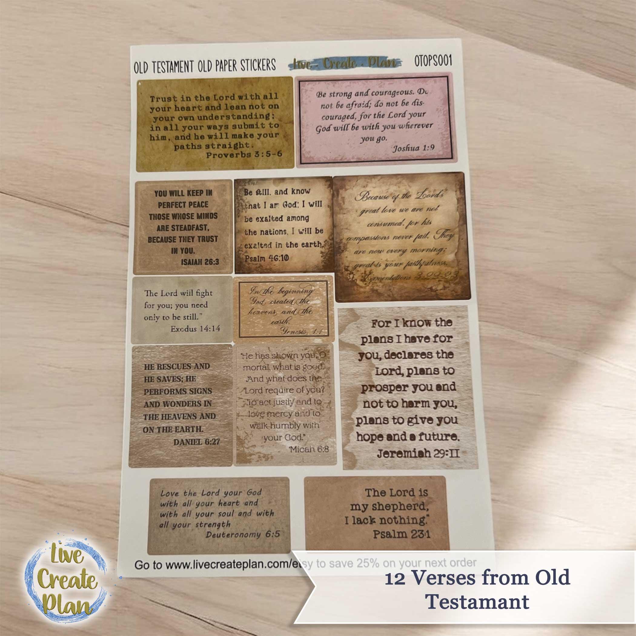 Vintage Paper Scripture Stickers, Bible Journaling, Christian Planner ...