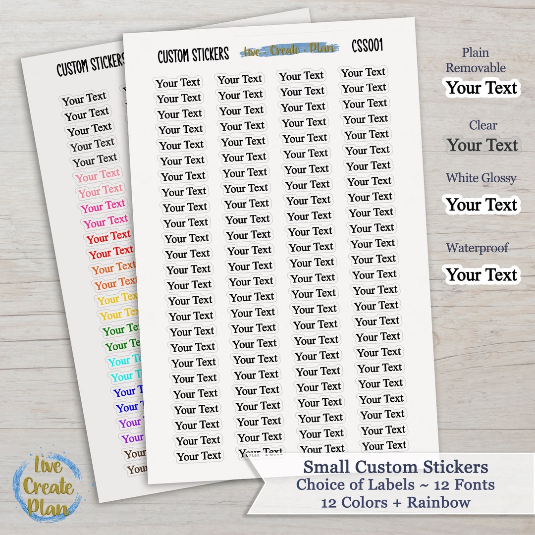 Small Custom Text Planner Sticker, Personalized Text Word Sticker ...
