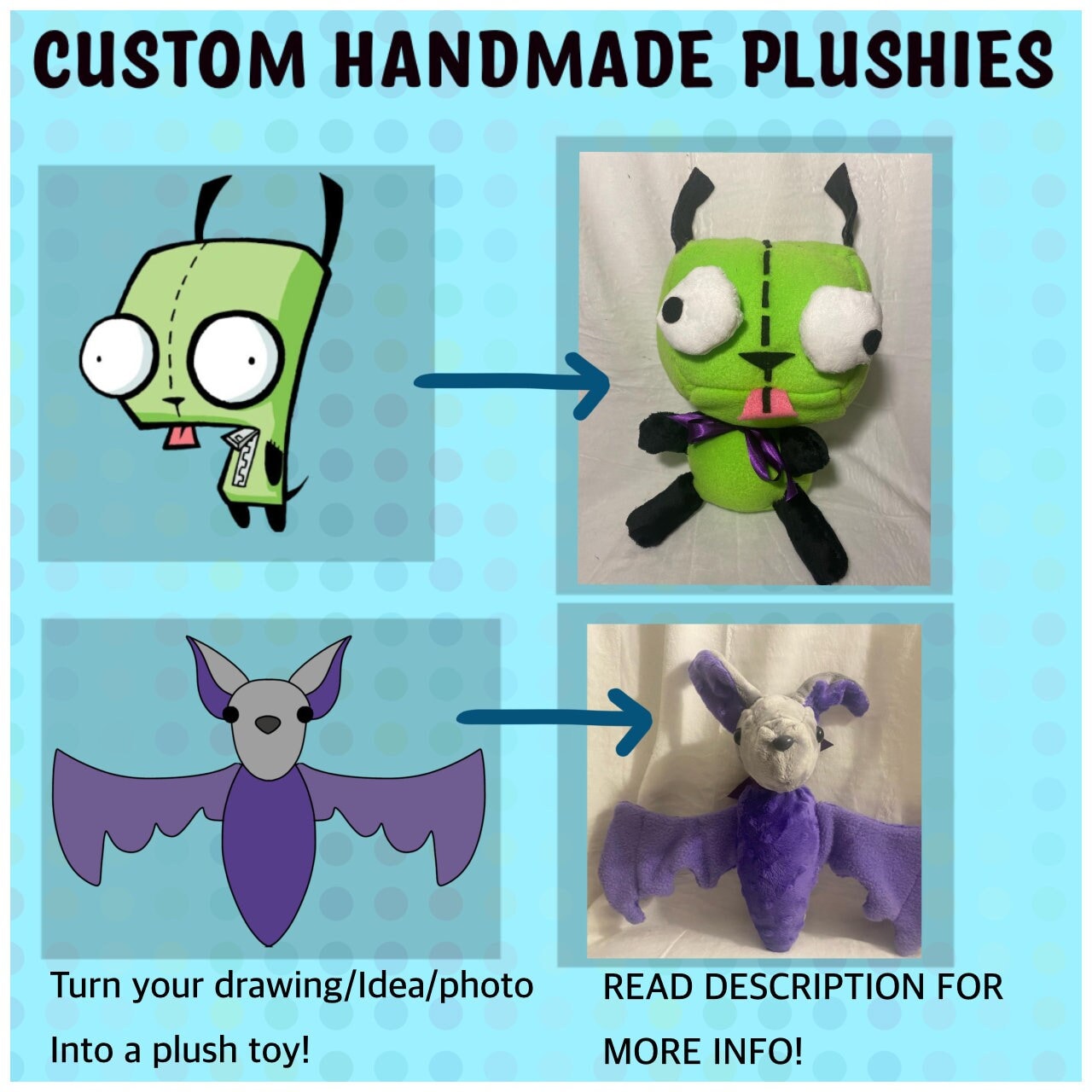 Custom Plush Commissions, Custom Plush From Drawing, Handmade Custom Plush, Custom Plush From ...