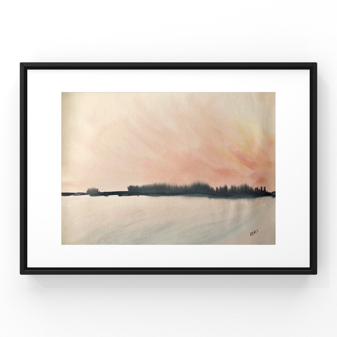 Minimalist Watercolor Painting of a Landscape. Original - Etsy