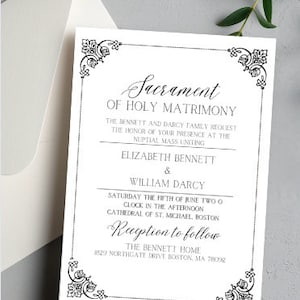 Catholic Wedding Invitation Template, Editable Canva Design (digital ...