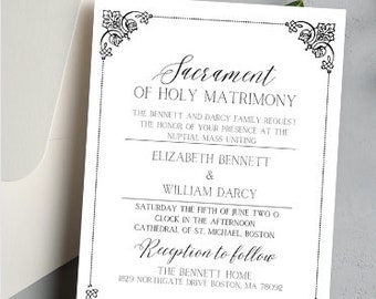 Catholic Wedding Invitation Template, Editable Canva Design (digital ...