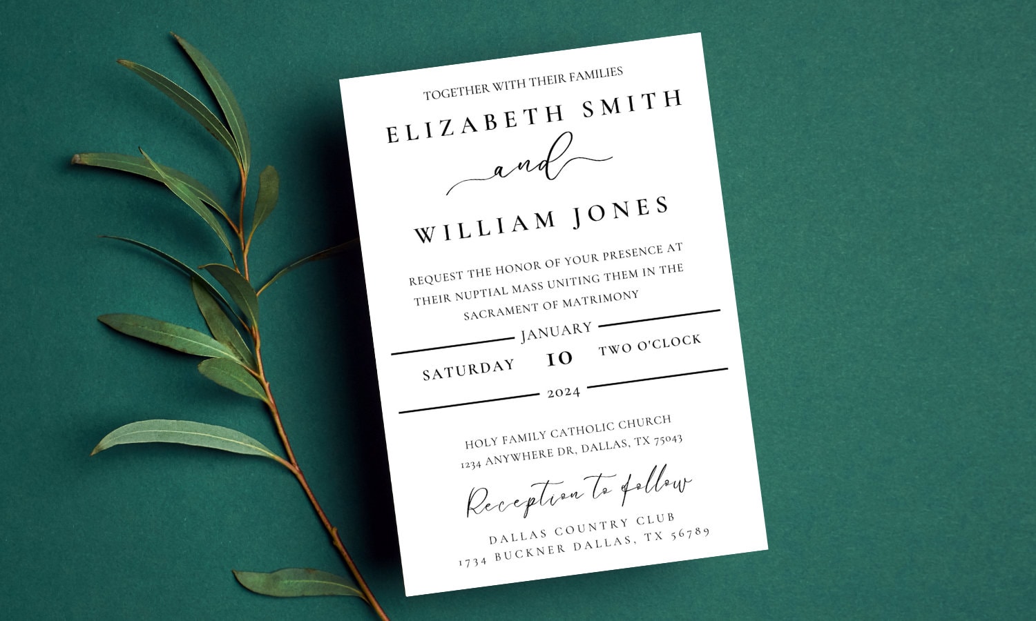 Catholic Wedding Invitation Editable Template - Etsy
