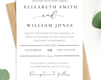 Catholic Wedding Invitation Sacred Heart, Catholic Vintage Wedding ...