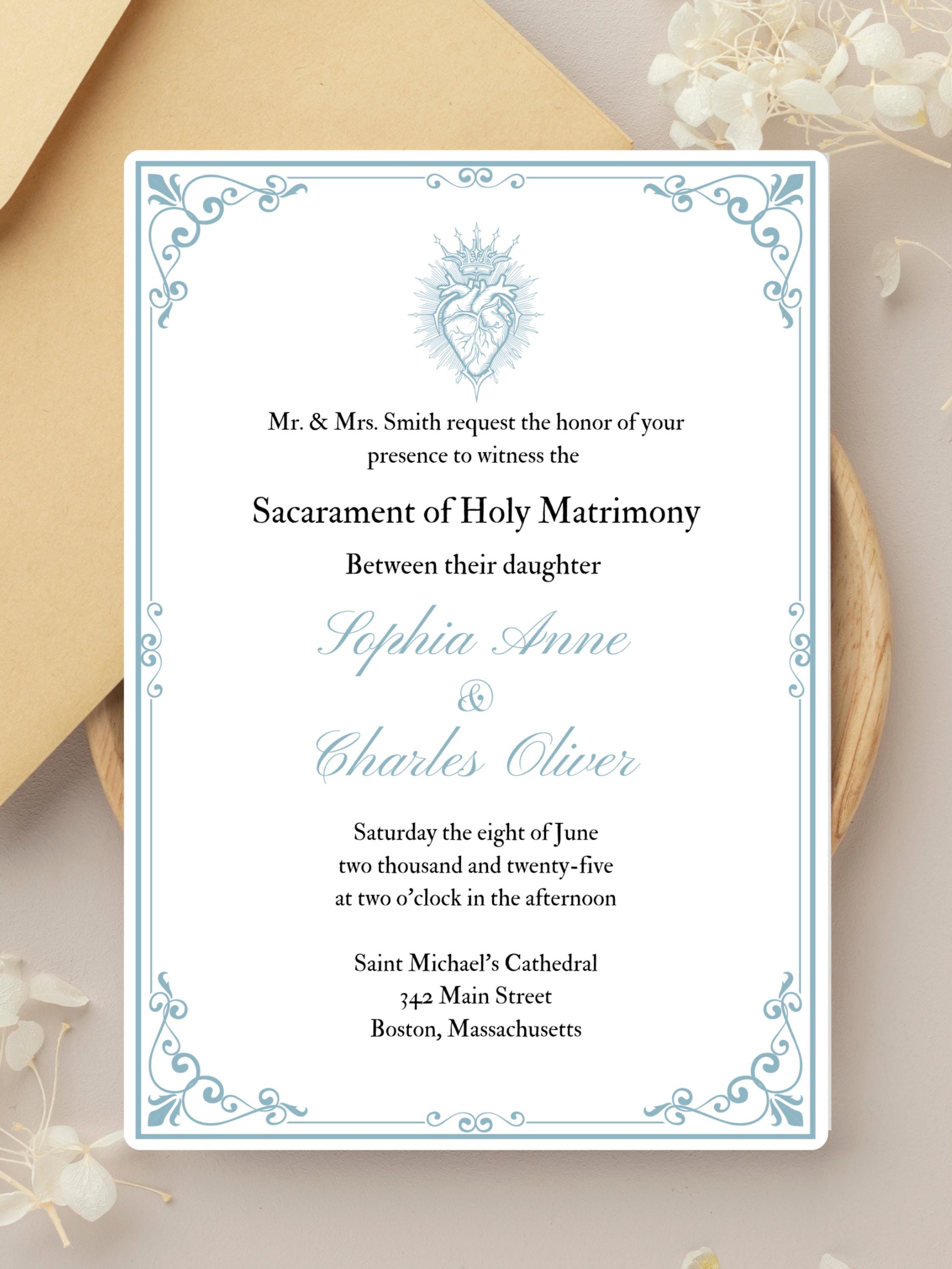 Catholic Wedding Suite (invitation & Mass Card), Sacred Heart Wedding ...