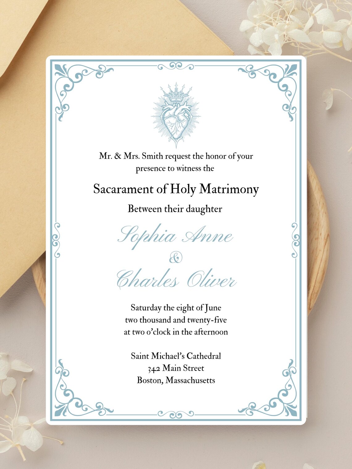 Catholic Wedding Invitation Sacred Heart, Catholic Vintage Wedding ...