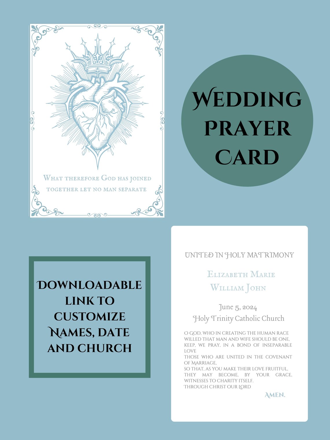 Catholic Wedding Suite (invitation & Mass Card), Sacred Heart Wedding ...
