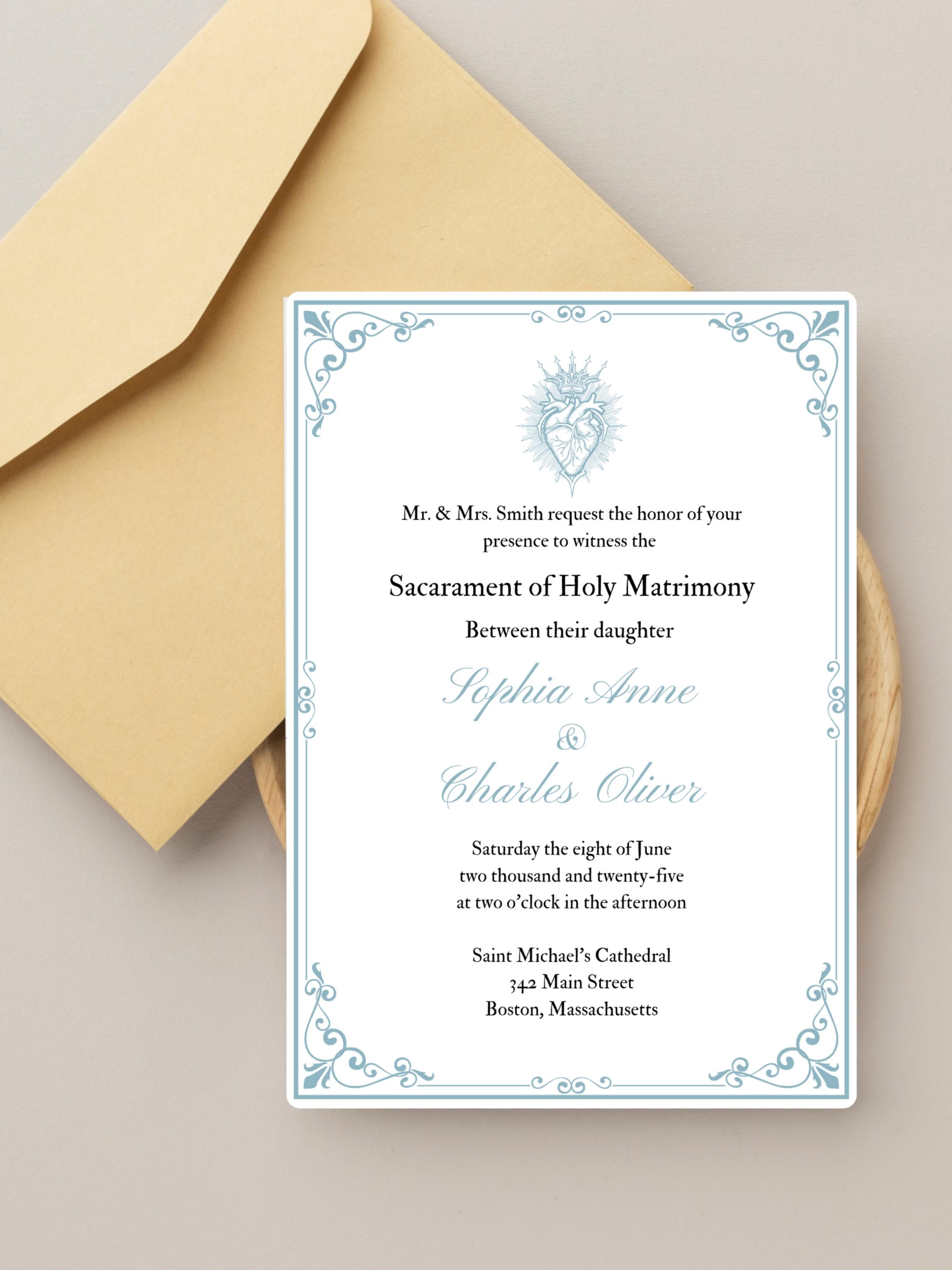 Catholic Wedding Suite (invitation & Mass Card), Sacred Heart Wedding ...
