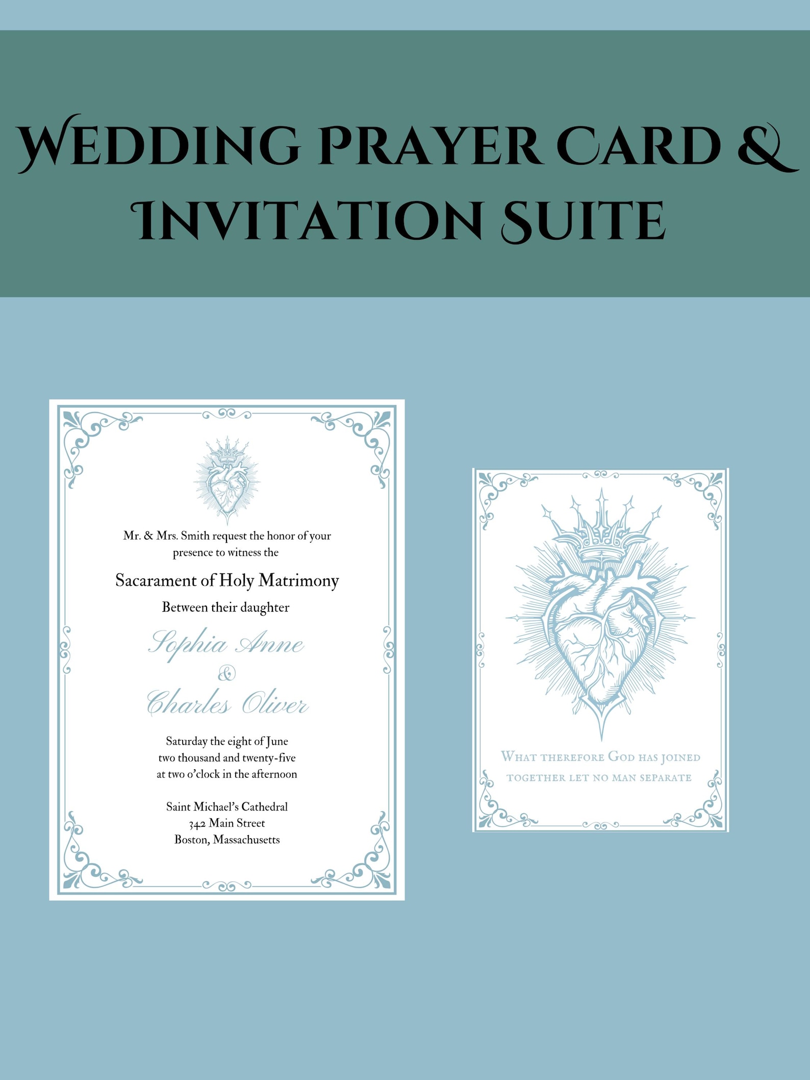 Catholic Wedding Suite (invitation & Mass Card), Sacred Heart Wedding ...
