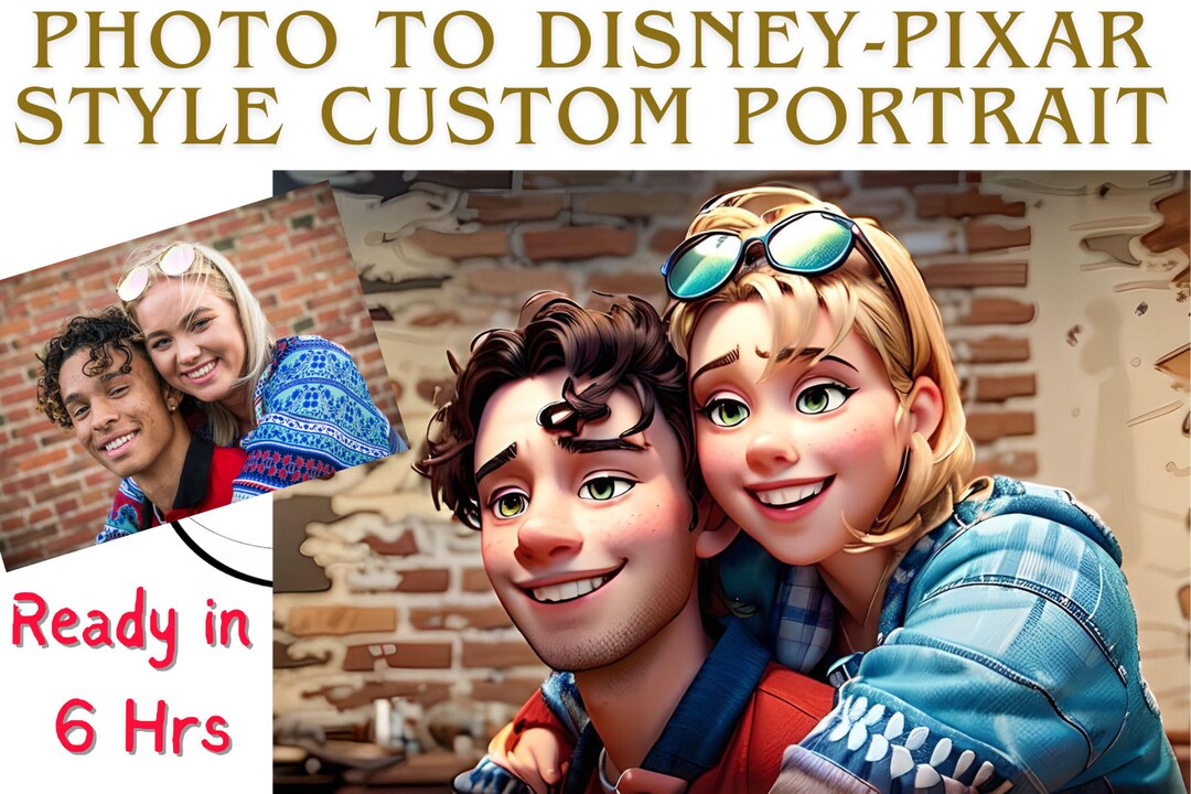 Photo to Cartoon Pixar Style Portrait Couple Cartoon Portrait Pet ...