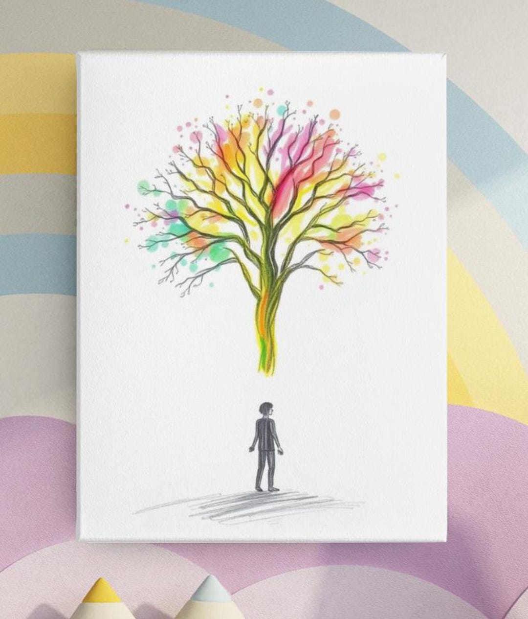 Hand-drawn Tree of Life Art, Vibrant Spiritual Sketch, Faith-based ...