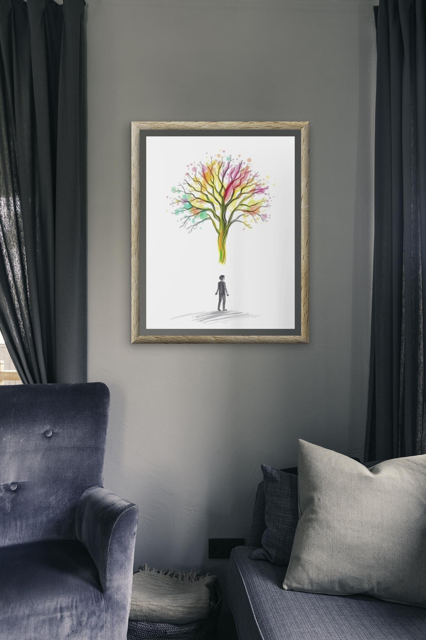 Hand-drawn Tree of Life Art, Vibrant Spiritual Sketch, Faith-based ...