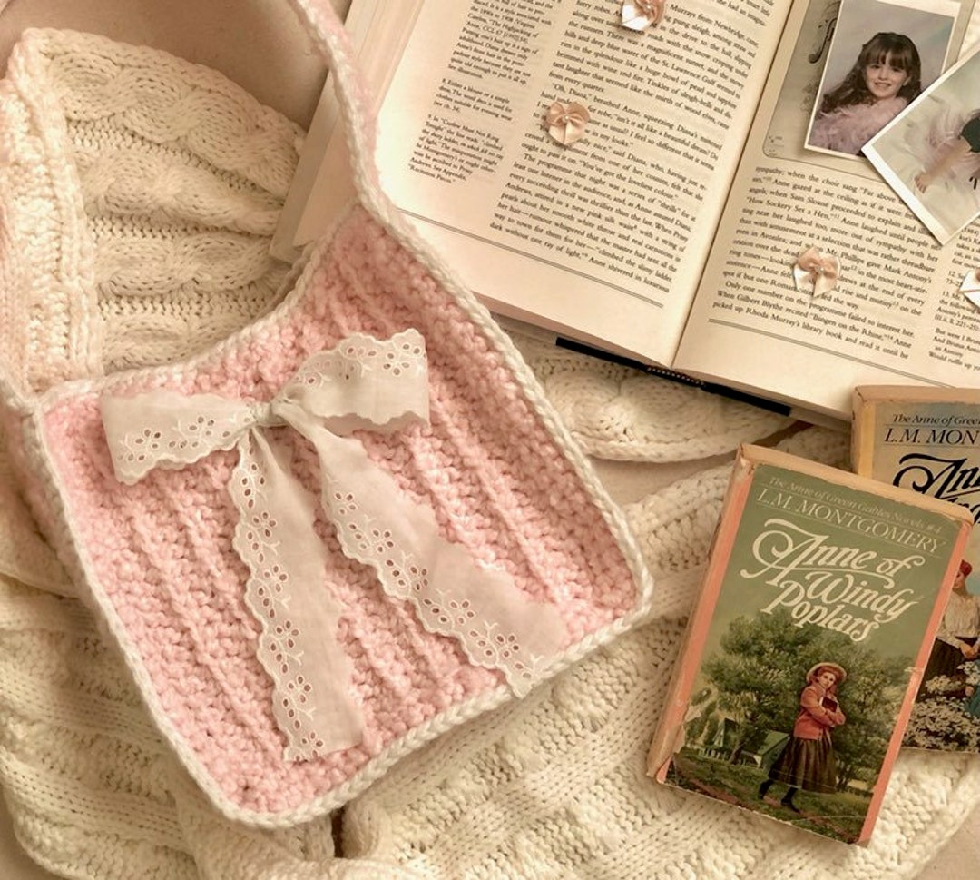 Crochet Shoulder Bag Bow Purse Coquette Purse Cottage Core Purse ...