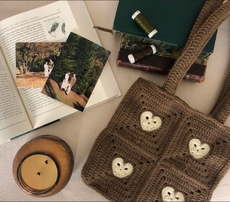 Brown Cute Aesthetic Tote, Cottage Core Purse, Crochet Bag, Crochet ...
