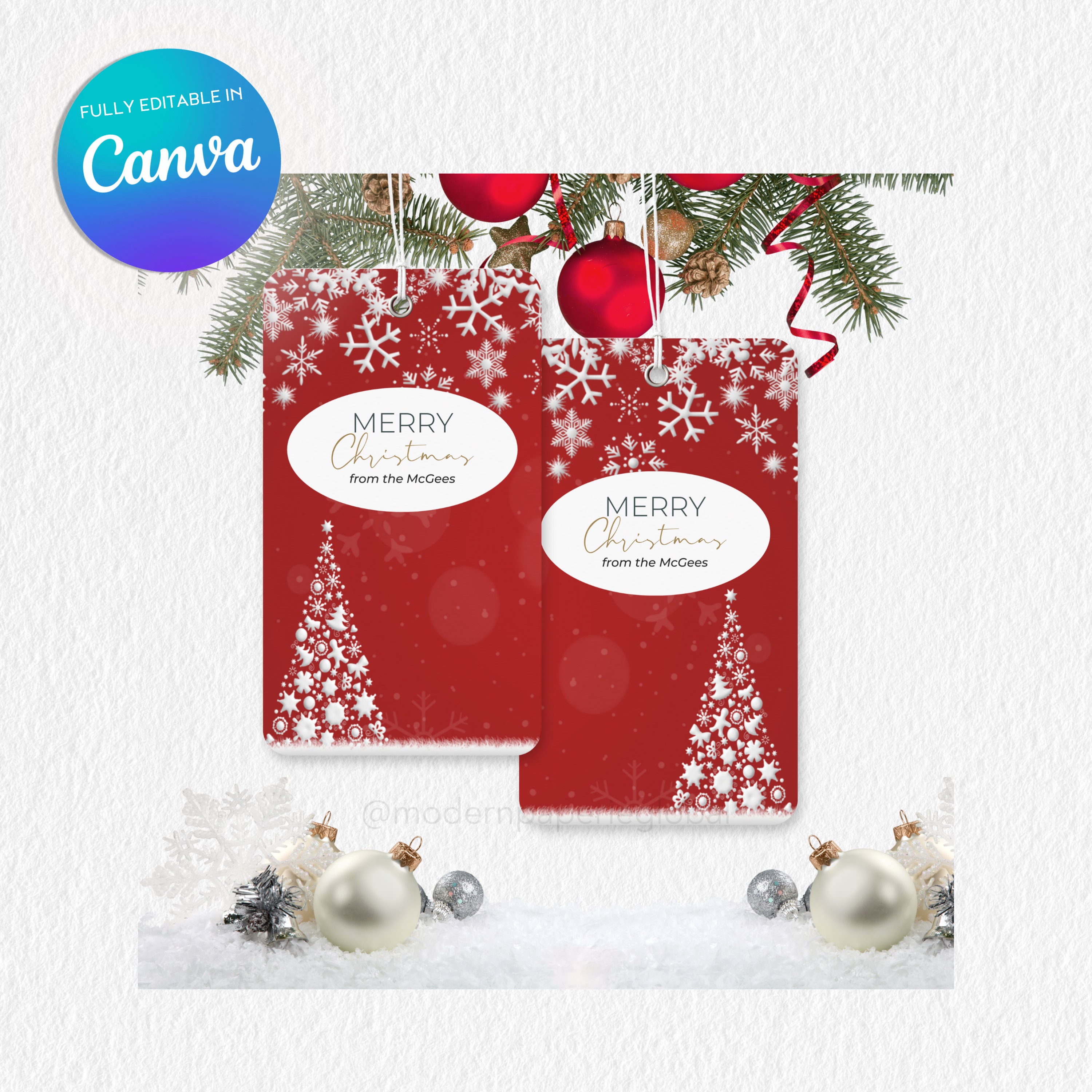 Christmas Gift Tags Bundle | 42-piece Bundle | Canva Editable Template ...