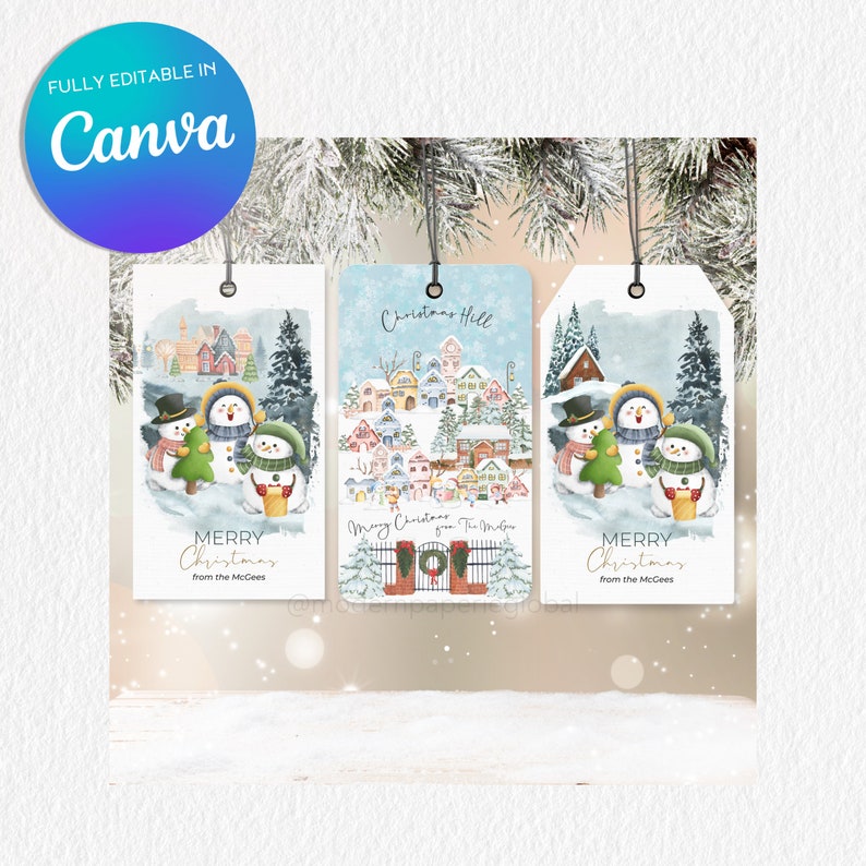 Christmas Gift Tags Bundle | 42-piece Bundle | Canva Editable Template ...