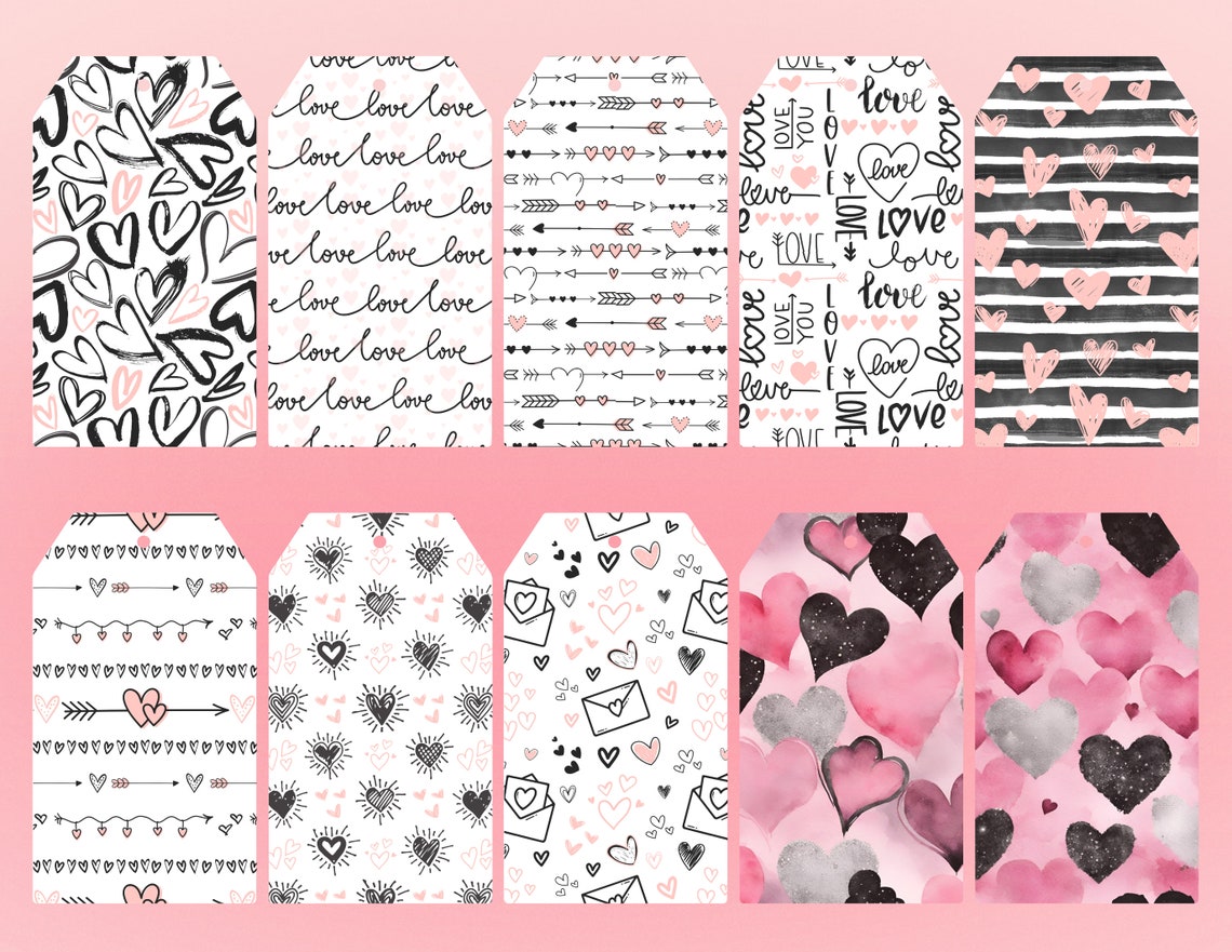All Hearts & Love Tags | 20 Styles | 10 Tags per Page | *BUY ONCE | Use ...