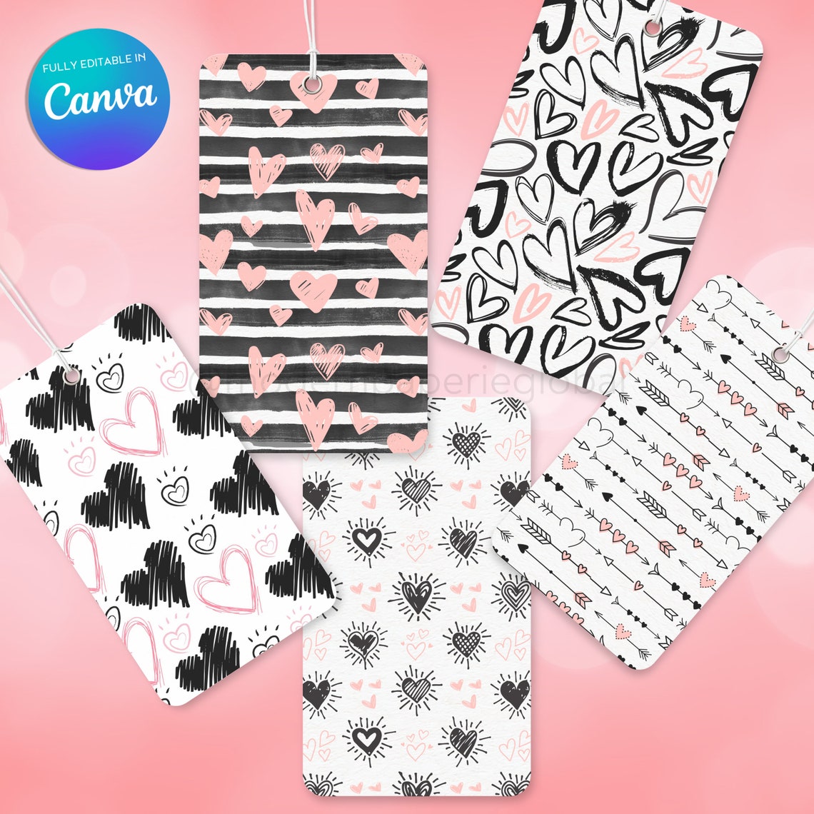 All Hearts & Love Tags | 20 Styles | 10 Tags per Page | *BUY ONCE | Use ...