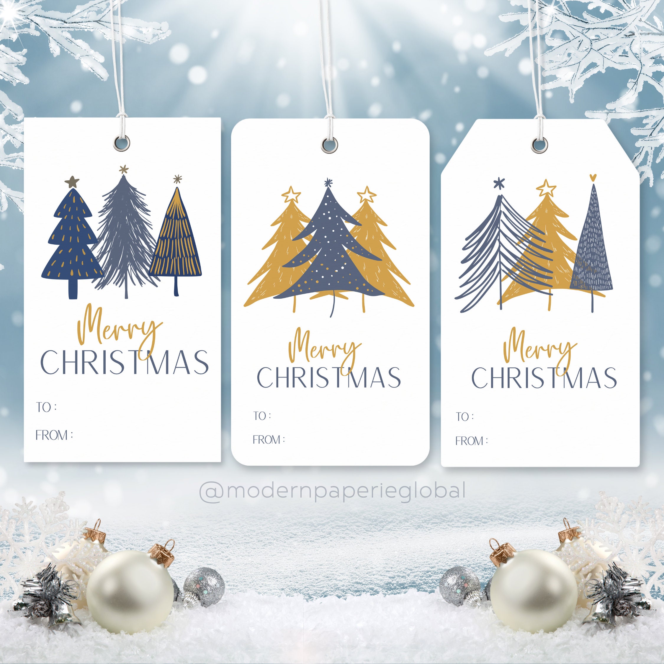 Navy Christmas Gift Tags Bundle | 9-piece Bundle | *BUY ONCE & Use ...