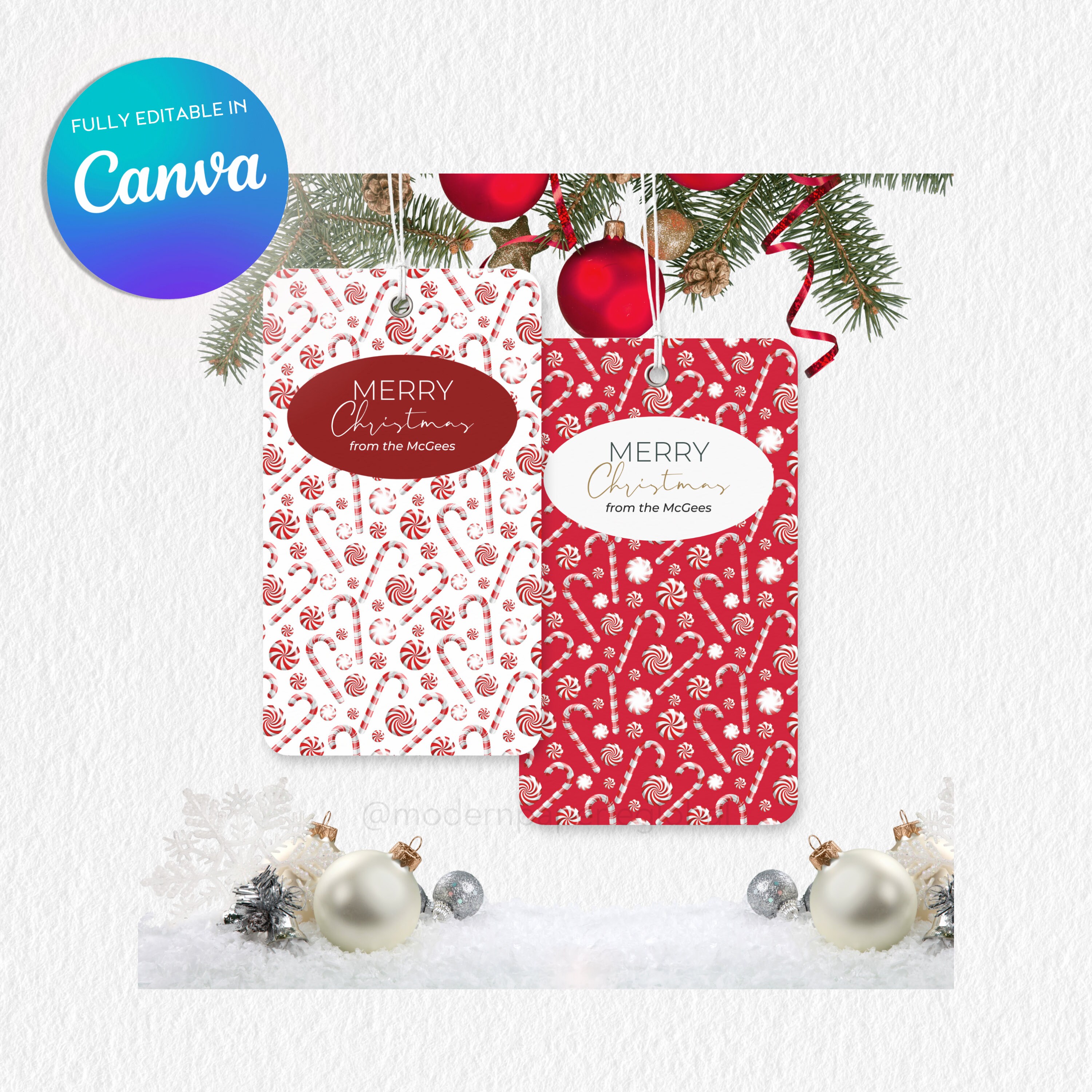 Christmas Gift Tags Bundle | 42-piece Bundle | Canva Editable Template ...