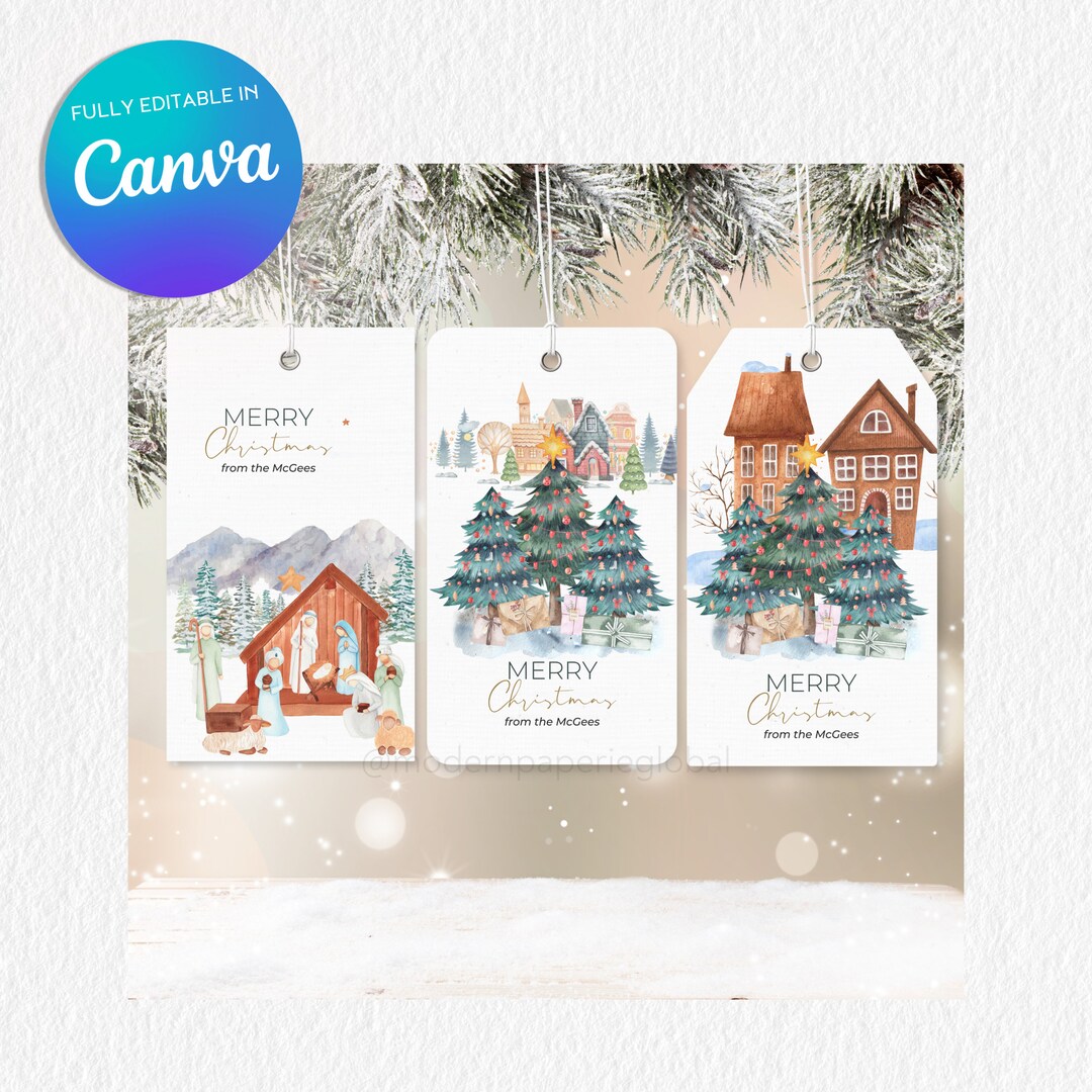 Christmas Gift Tags Bundle | 42-piece Bundle | Canva Editable Template ...
