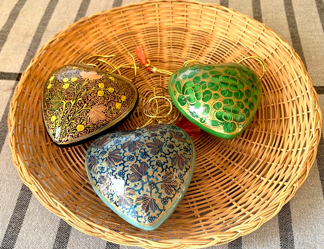 Handmade Papier-mache Heart Colorful Paper Mache Ornament Decor - Etsy