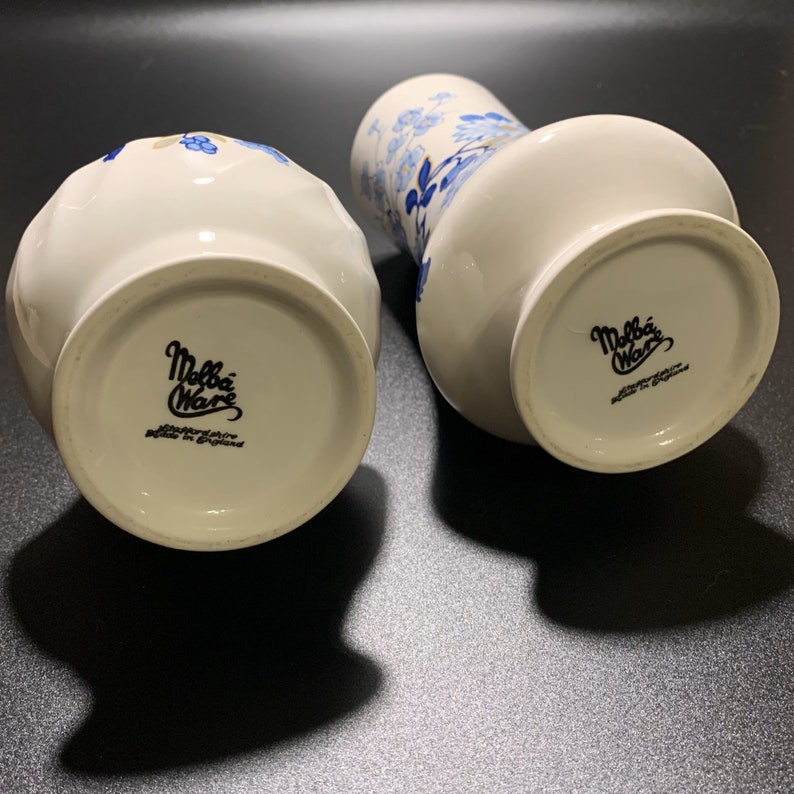 Melba Ware Vase Set Mid-century Home Decor in Blue and White Floral ...