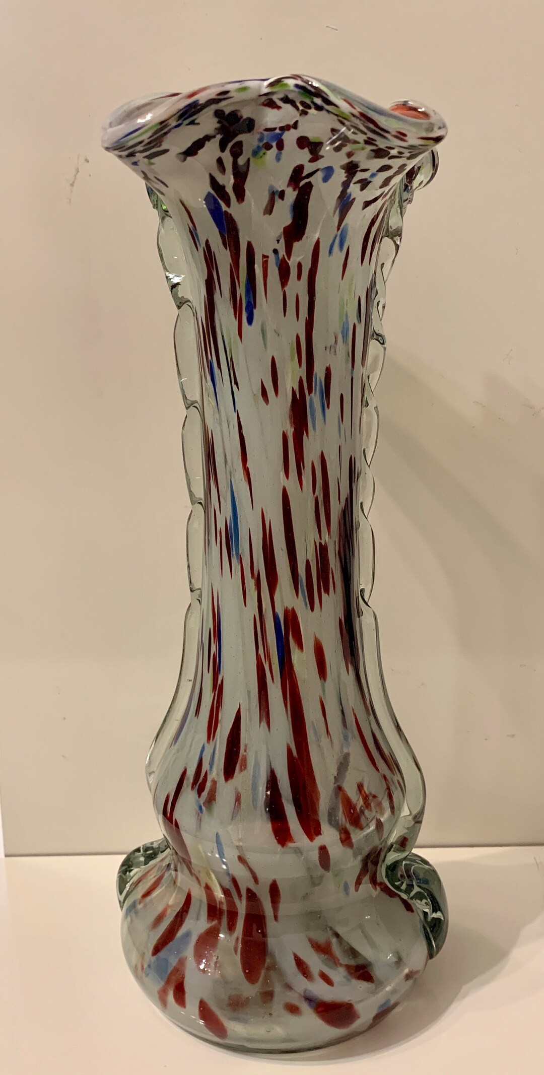MCM Art Glass Vase Romanian Glass Murano Style Splatter Glass Vase for ...