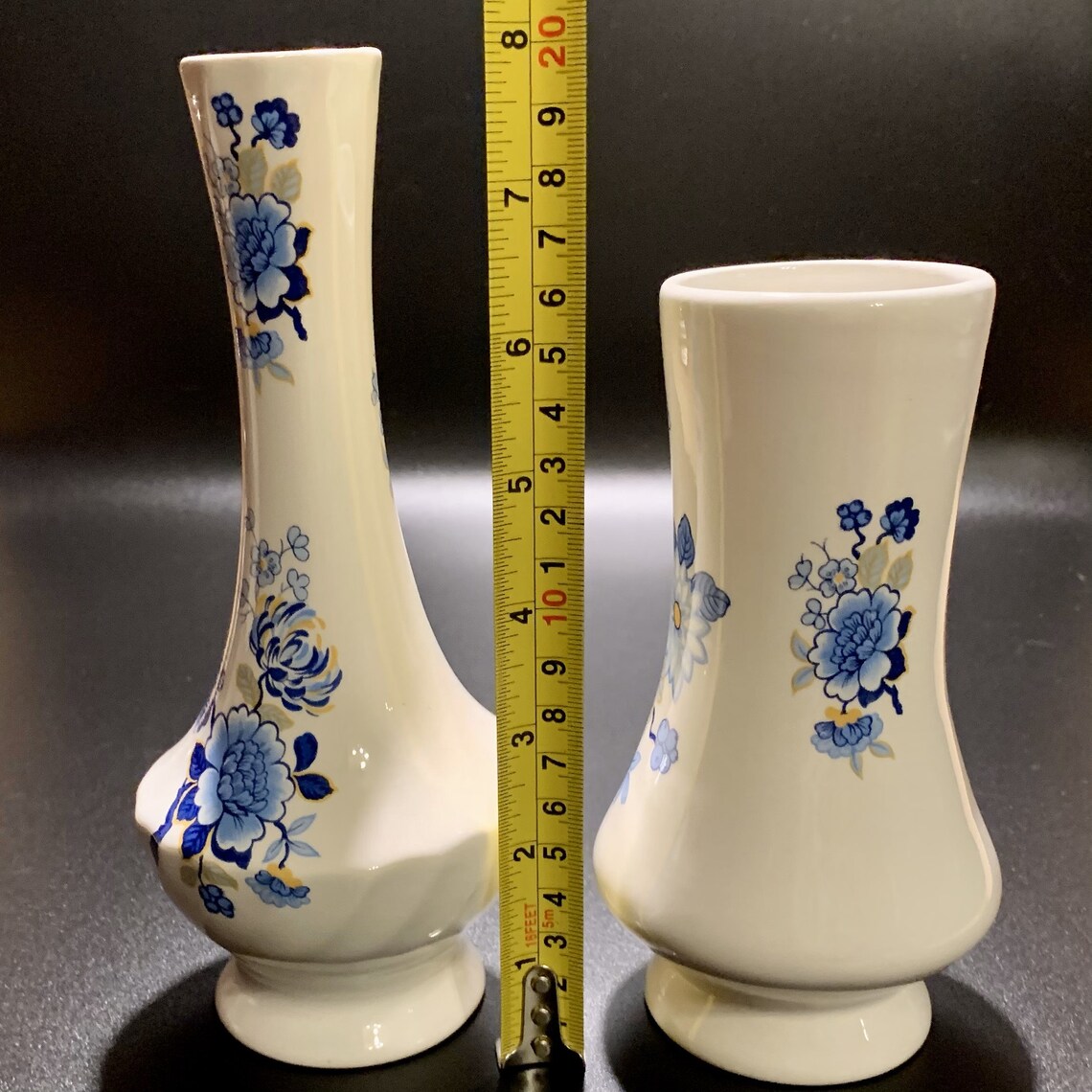 Melba Ware Vase Set Mid-century Home Decor in Blue and White Floral ...